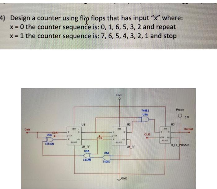 Solved 4) Design a counter using flip flops that has input | Chegg.com