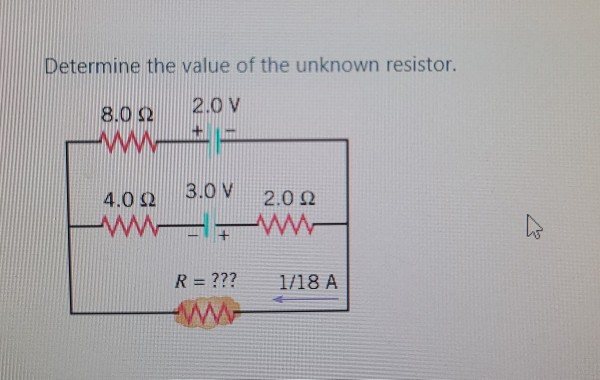 Solved Determine the value of the unknown resistor. 8.0 2.0 | Chegg.com