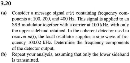 Solved Consider a message signal m(t) containing frequency | Chegg.com