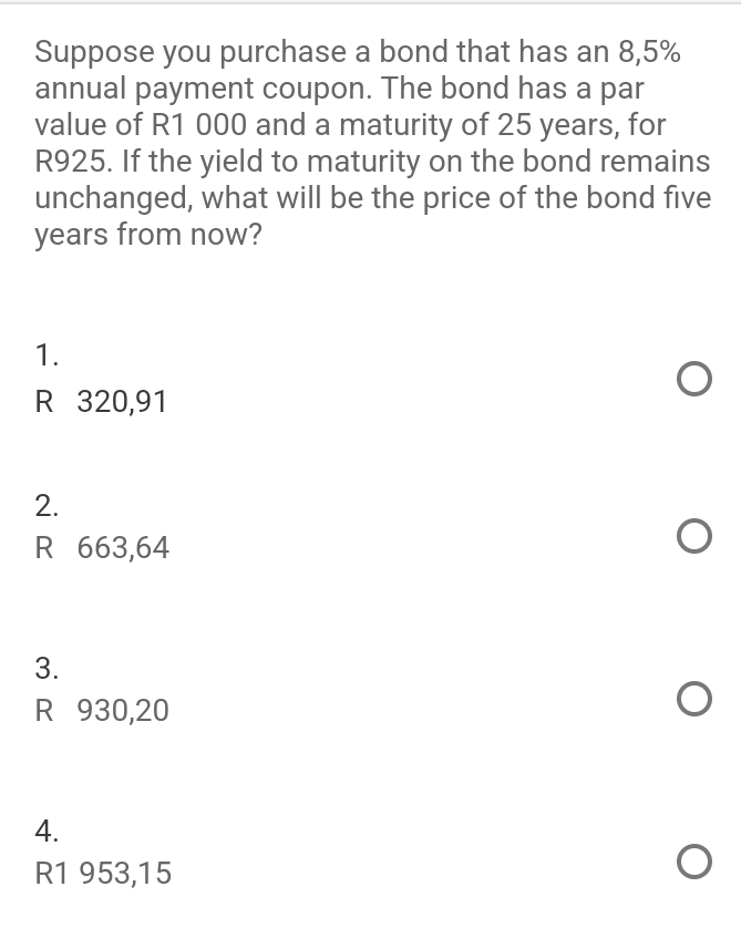 Solved Suppose you purchase a bond that has an 8,5% ﻿annual | Chegg.com
