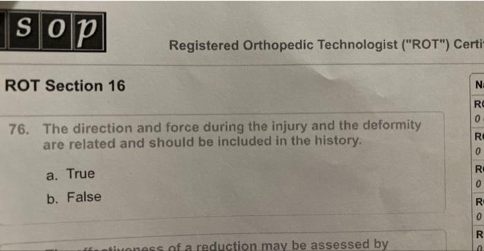 Solved 76. The direction and force during the injury and the | Chegg.com