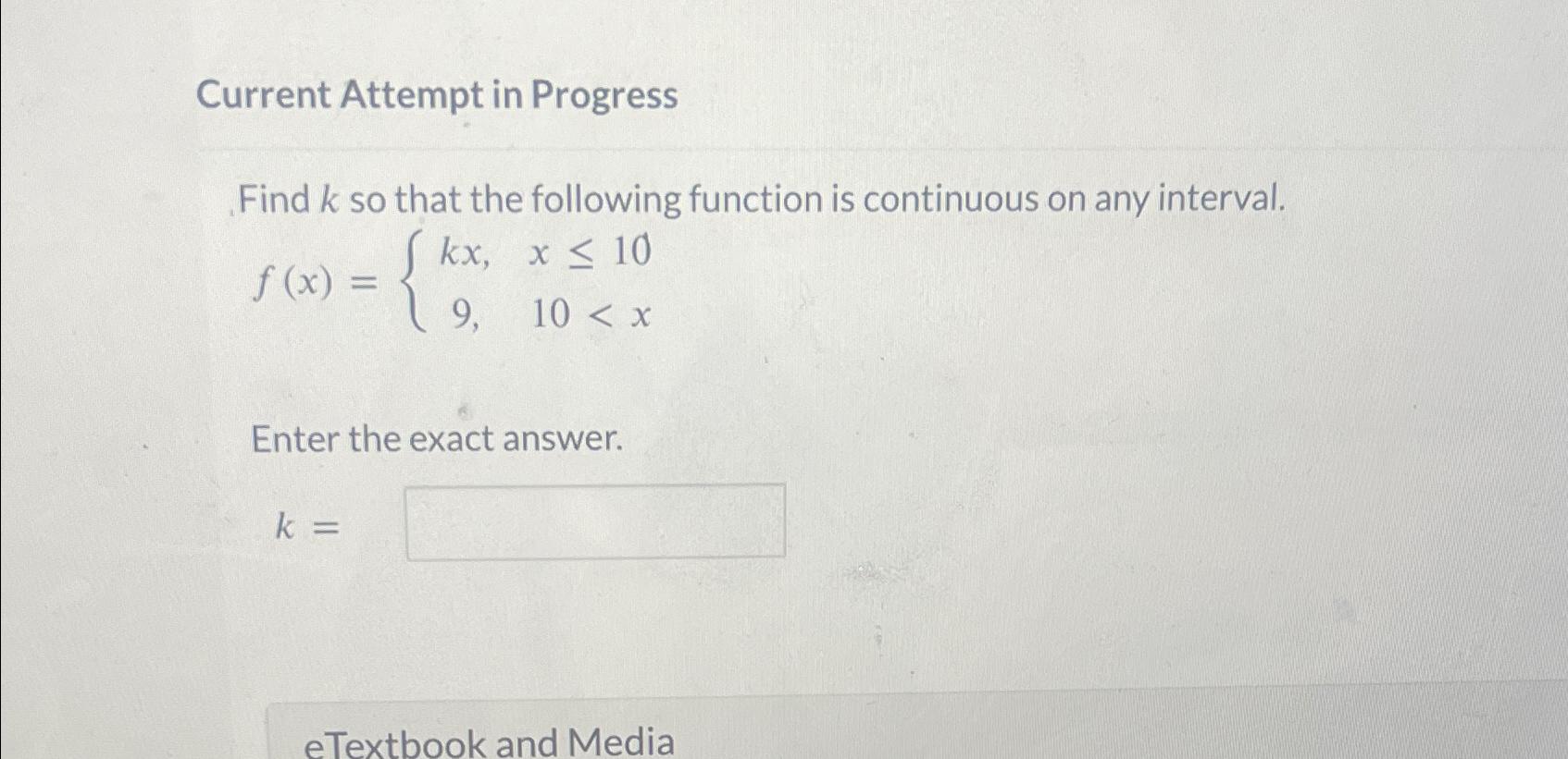 Solved Current Attempt in ProgressFind k ﻿so that the | Chegg.com