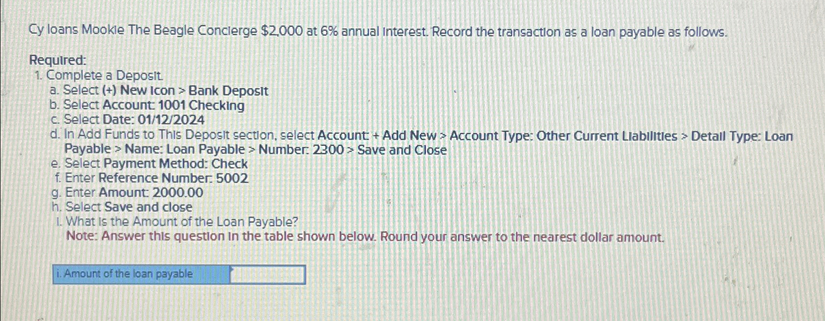 Solved Cy loans Mookle The Beagle Conclerge $2,000 ﻿at 6% | Chegg.com