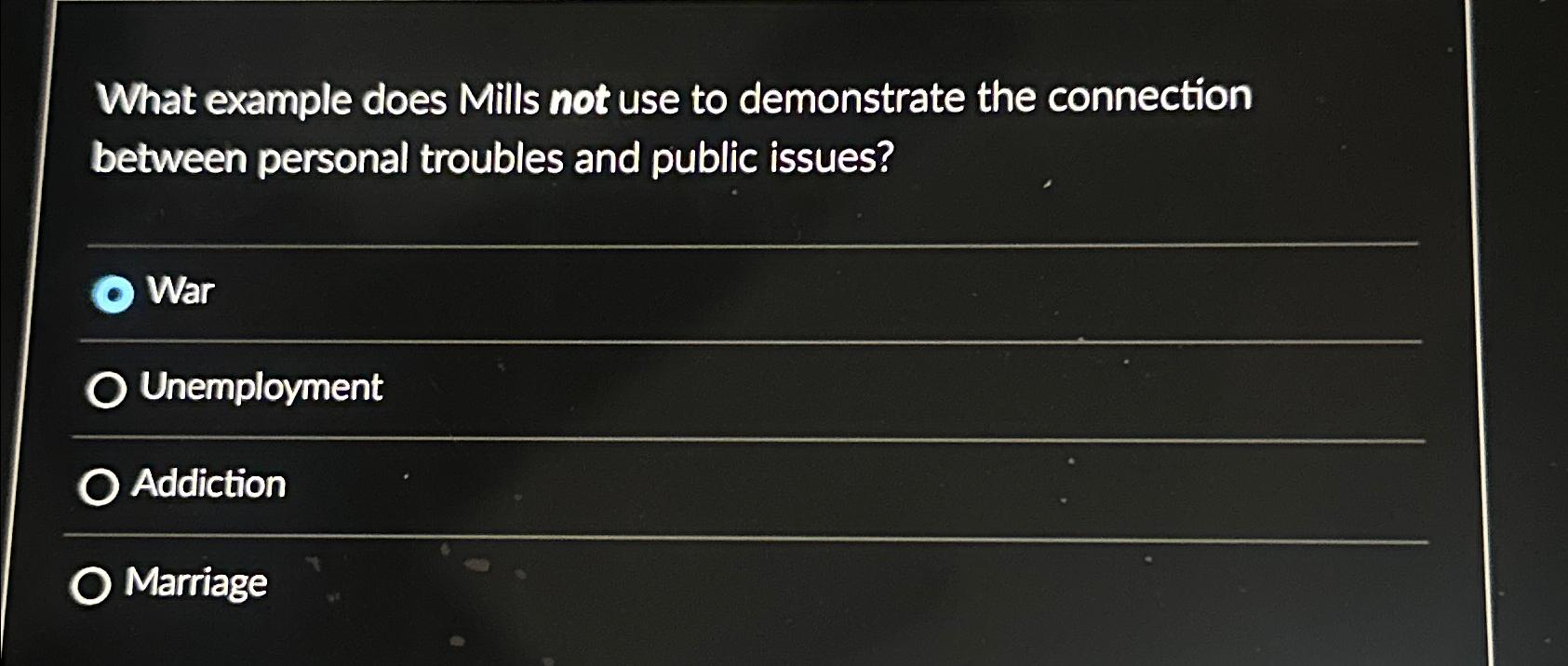 Solved What example does Mills not use to demonstrate the | Chegg.com