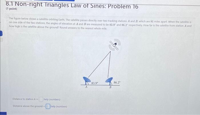 8.1 Non-right Triangles Law of Sines: Problem 16 (1 | Chegg.com