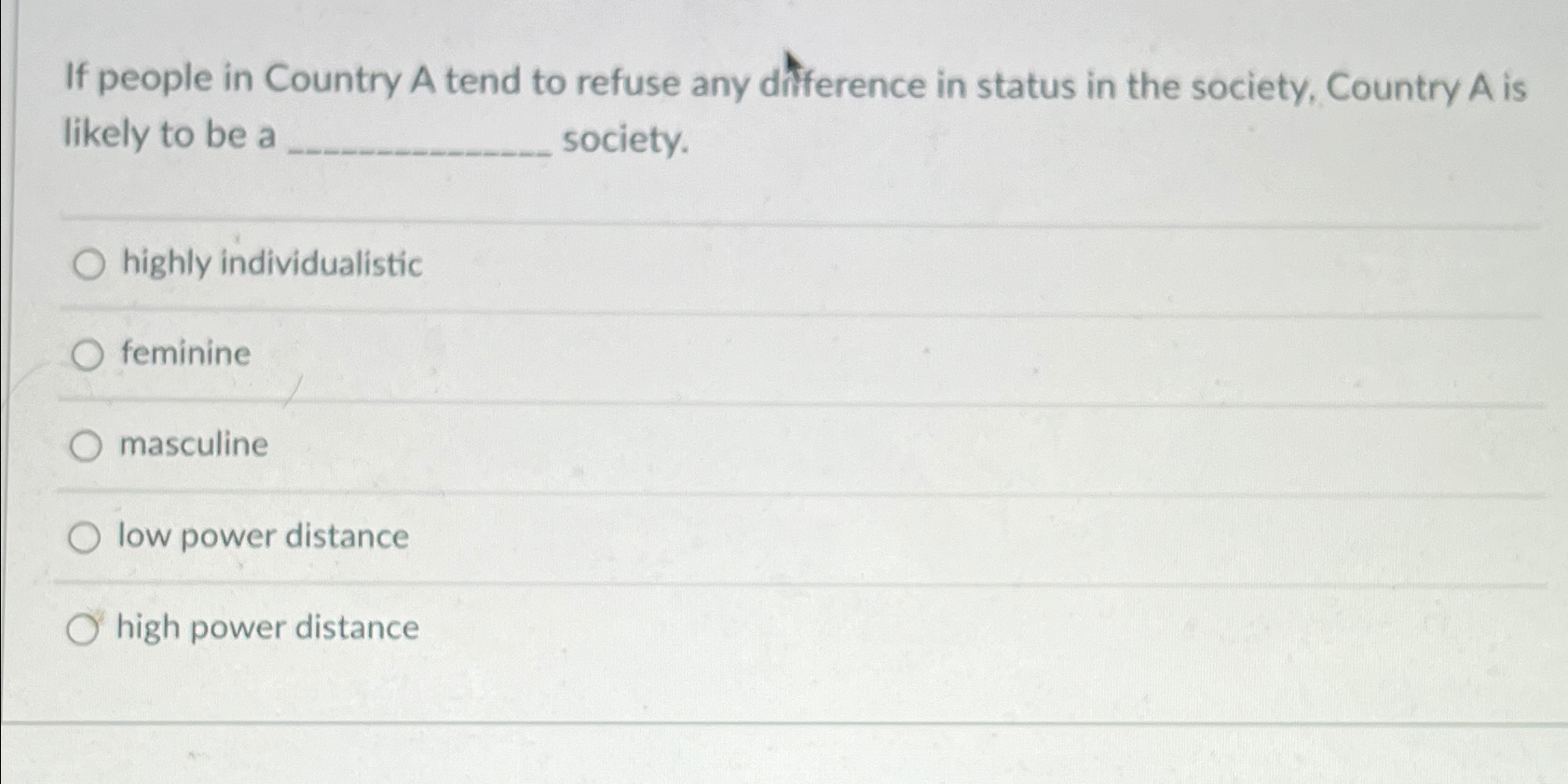 Solved If people in Country A tend to refuse any difference | Chegg.com