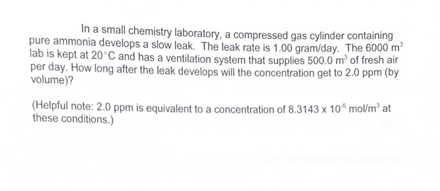Solved In a small chemistry laboratory, a compressed gas | Chegg.com