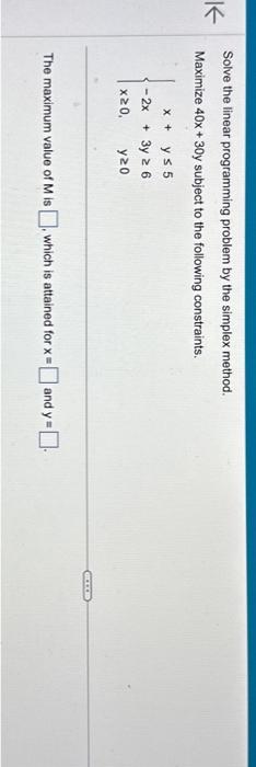 Solved Solve the linear programming problem by the simplex | Chegg.com