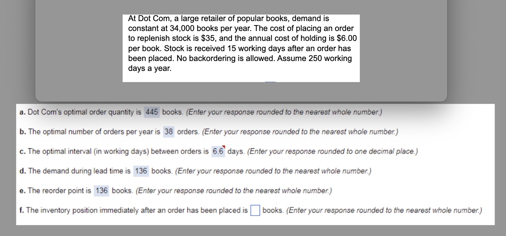 Solved At Dot Com, a large retailer of popular books, demand | Chegg.com
