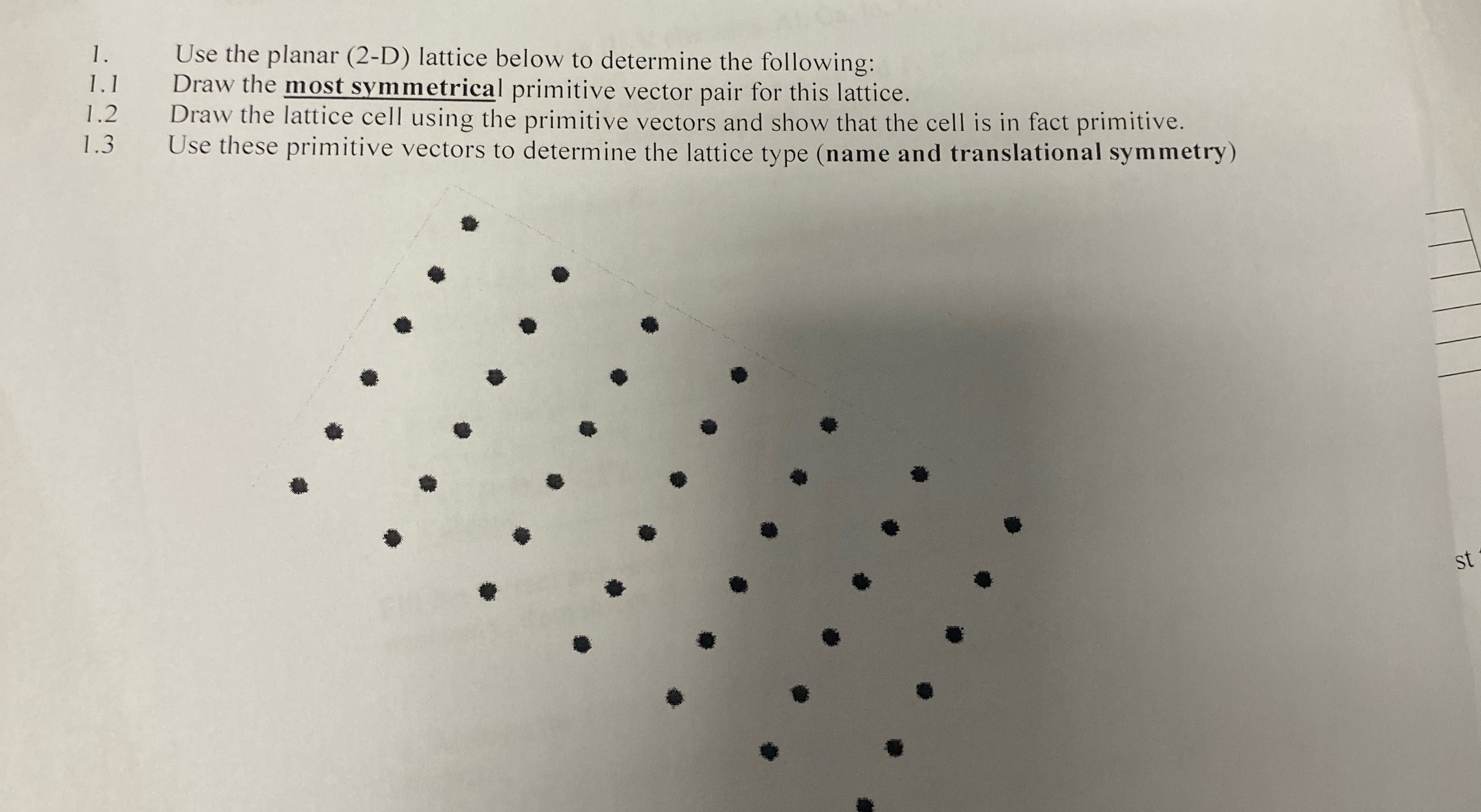 Solved Use the planar (2-D) ﻿lattice below to determine the | Chegg.com