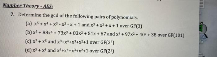 Solved 7. Determine the gcd of the following pairs of | Chegg.com