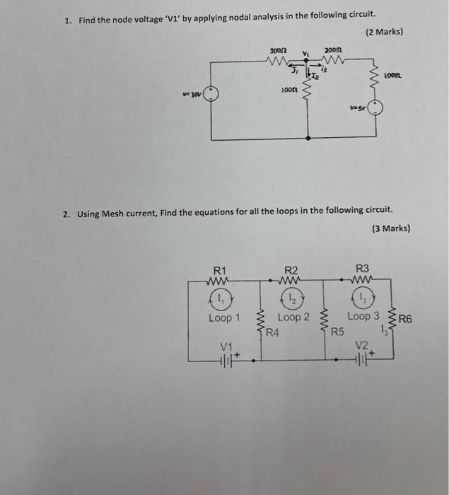 Solved 1. Find the node voltage ' V1 ' by applying nodal | Chegg.com