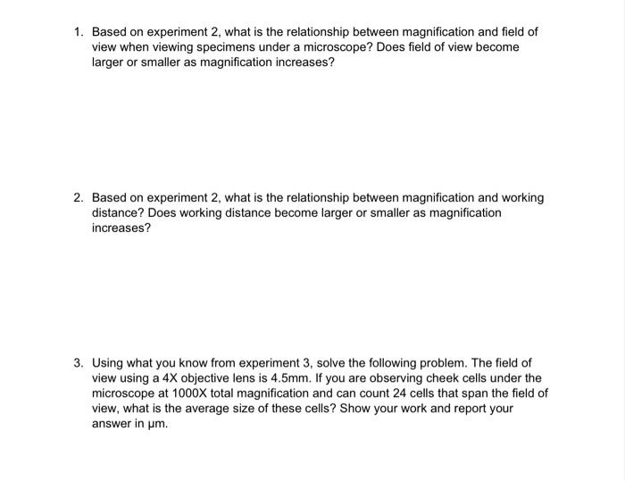 Solved Experiment 2: Working distance and total | Chegg.com
