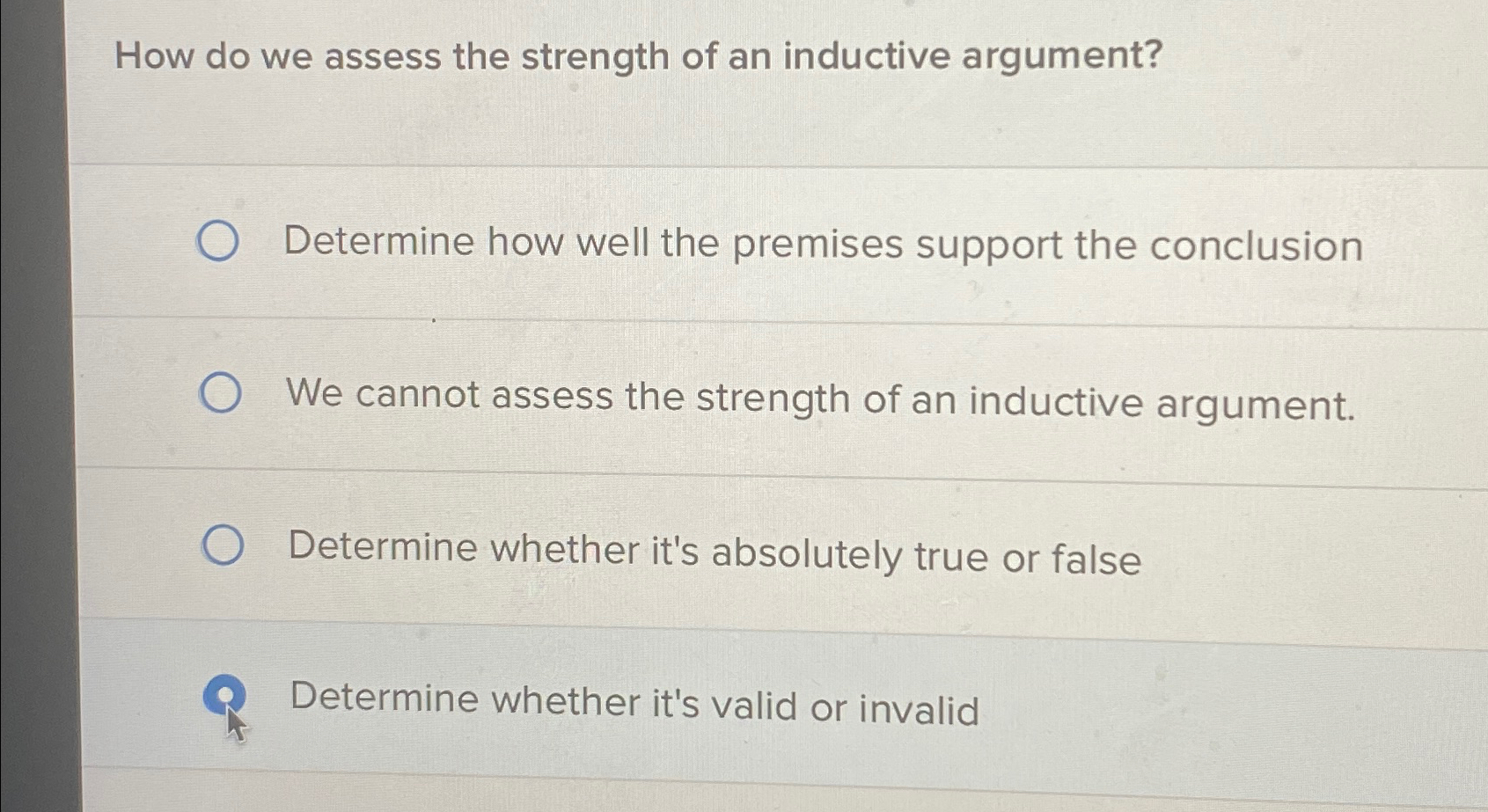 Solved How do we assess the strength of an inductive | Chegg.com