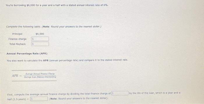 Solved 6. Calculating simple interest and APR on a | Chegg.com
