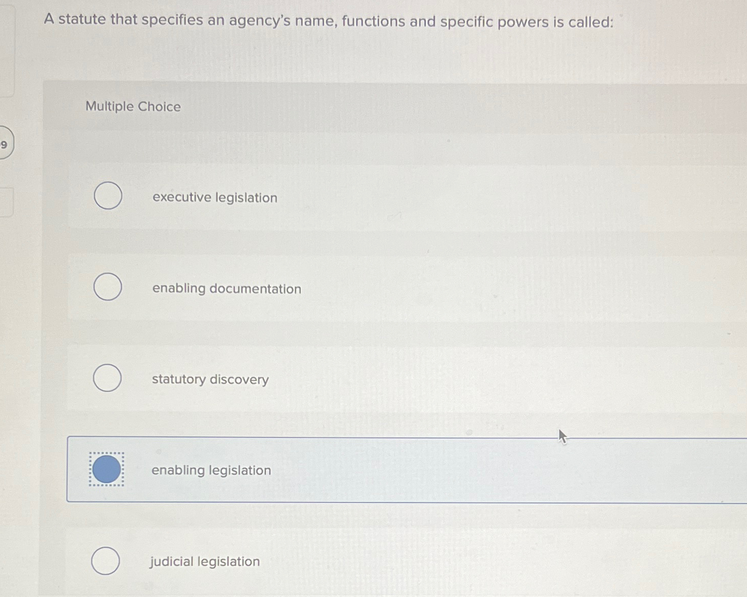 Solved A statute that specifies an agency's name, functions | Chegg.com