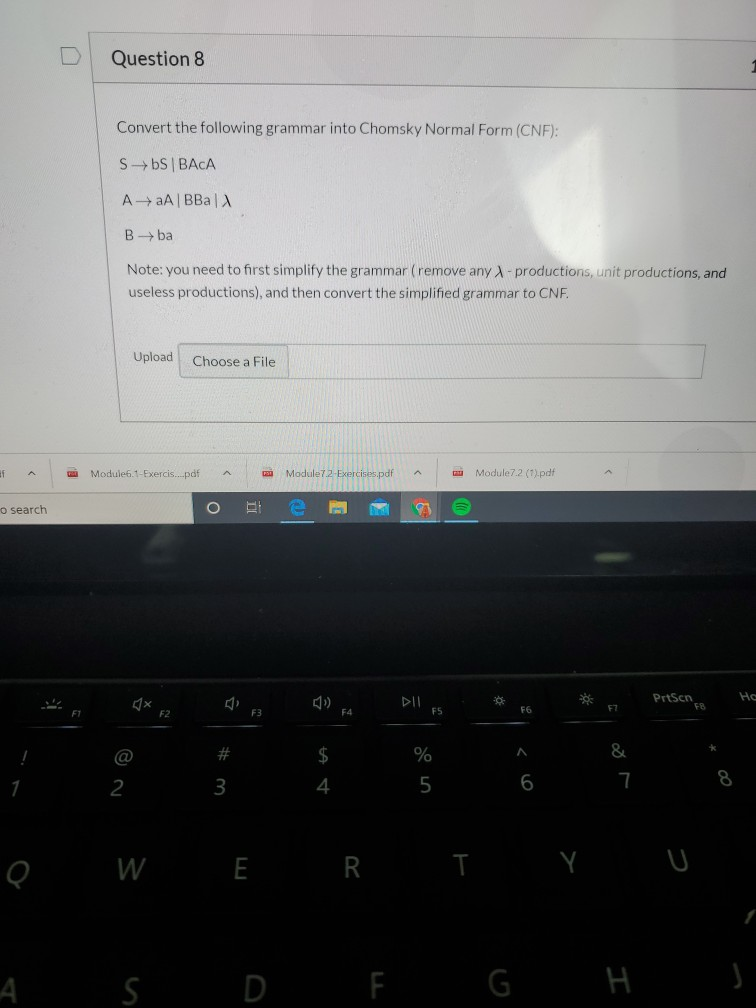 Solved Question 8 Convert the following grammar into Chomsky | Chegg.com