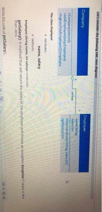 Solved Let's consider the following UML class diagram: arEmp | Chegg.com