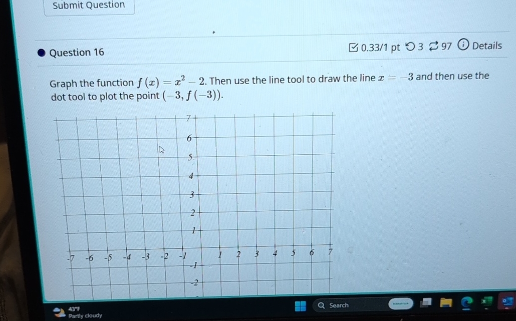 Solved Question 160.33/1 ﻿pt °3⇆97DetailsGraph the function | Chegg.com