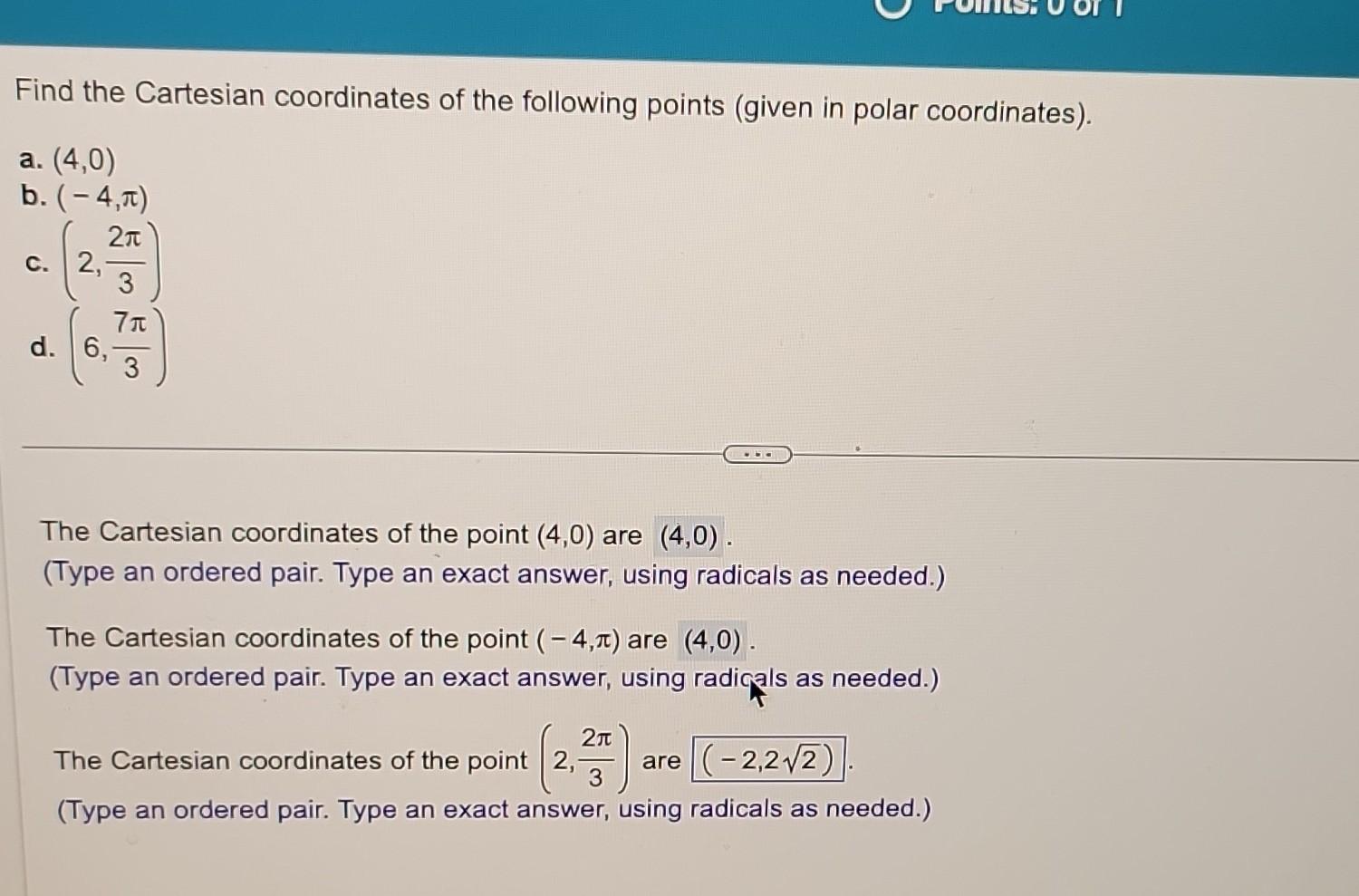 Solved Find The Cartesian Coordinates Of The Following