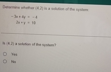 Solved Determine whether (4,2) ﻿is a solution of the | Chegg.com