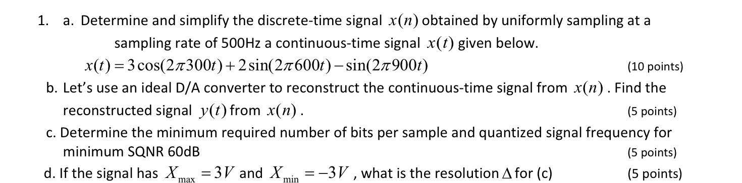 Solved a. ﻿Determine and simplify the discrete-time signal | Chegg.com