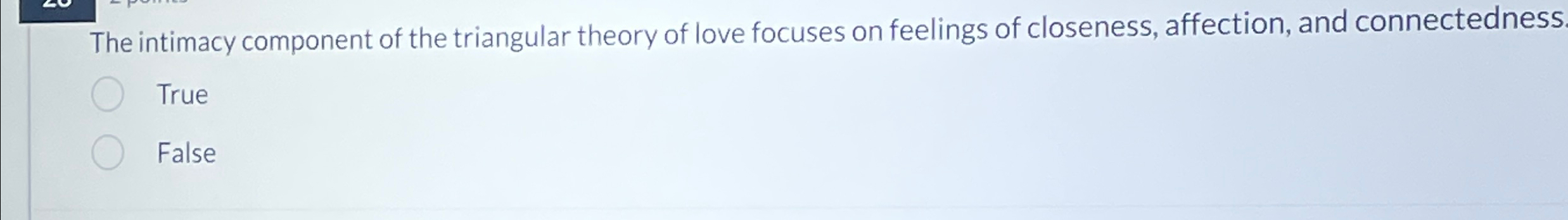 Solved The intimacy component of the triangular theory of | Chegg.com