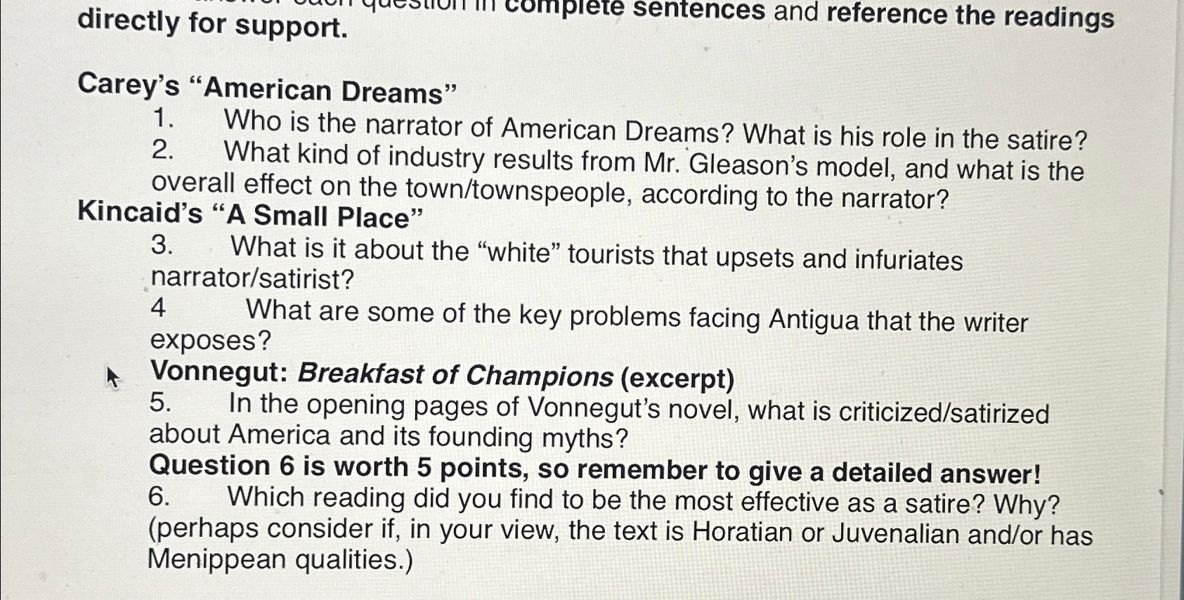 directly for support.Carey's "American Dreams"Who is | Chegg.com