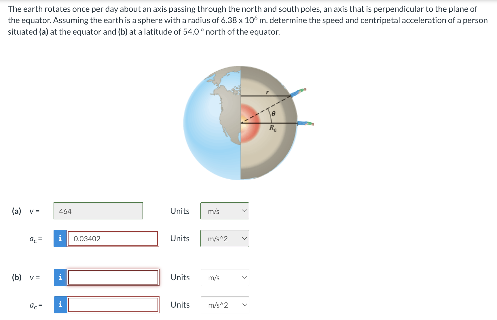 Solved The earth rotates once per day about an axis passing | Chegg.com