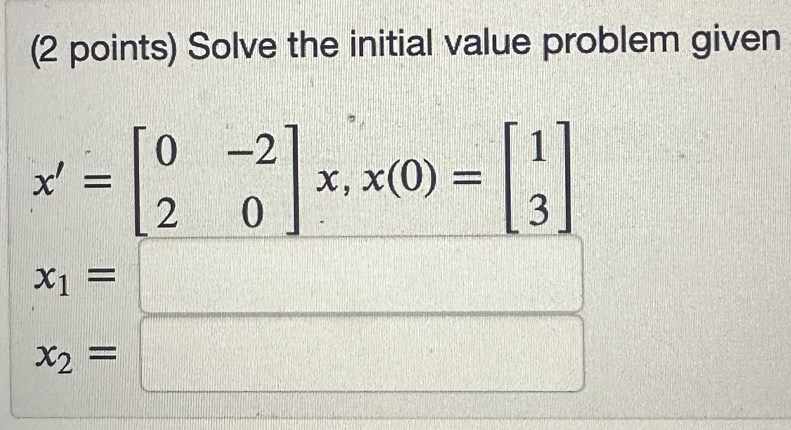 Solved (2 ﻿points) ﻿Solve the initial value problem | Chegg.com