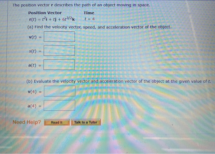 Solved The Position Vector R Describes The Path Of An Object