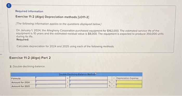Solved Required information Exercise 11-2 (Algo) | Chegg.com