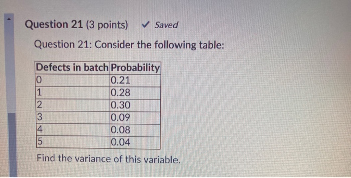 Solved Question 21 (3 points) Saved Question 21: Consider | Chegg.com