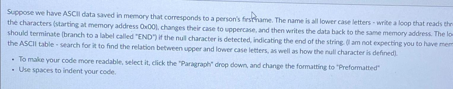 Solved Suppose we have ASCII data saved in memory that | Chegg.com