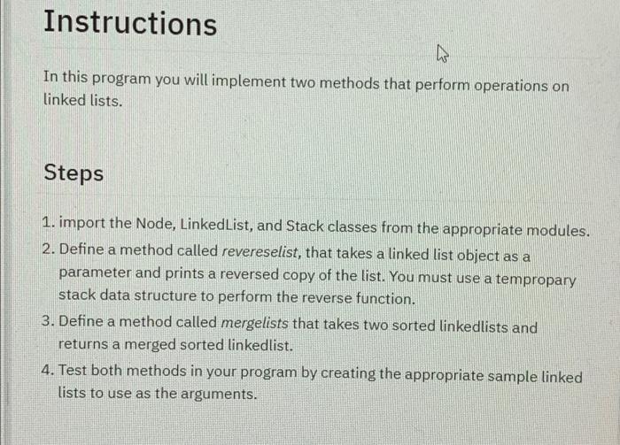 Solved Instructions का In this program you will implement | Chegg.com