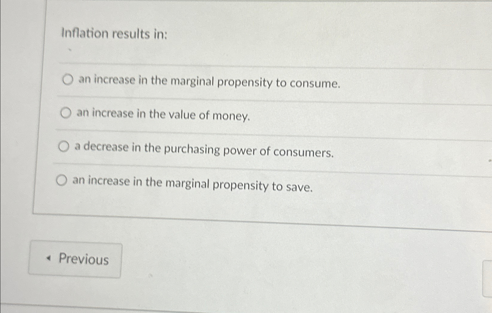 Solved Inflation results in:an increase in the marginal | Chegg.com
