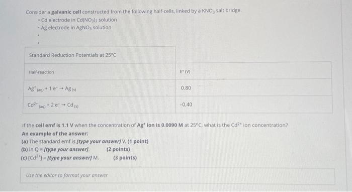 Solved Consider a galvanic cell constructed from the | Chegg.com