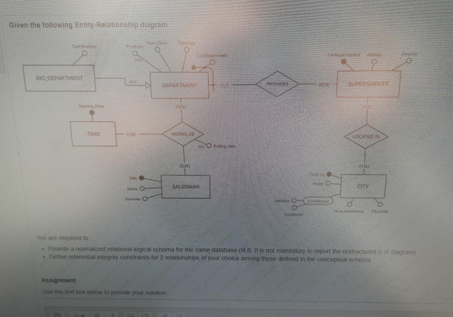 Given the following Entity-Relationship diagram BIO | Chegg.com