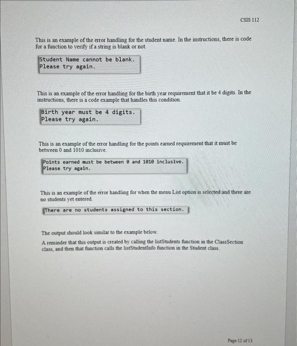Solved Csts 112 OVERVIEW The objective of this assignment is | Chegg.com