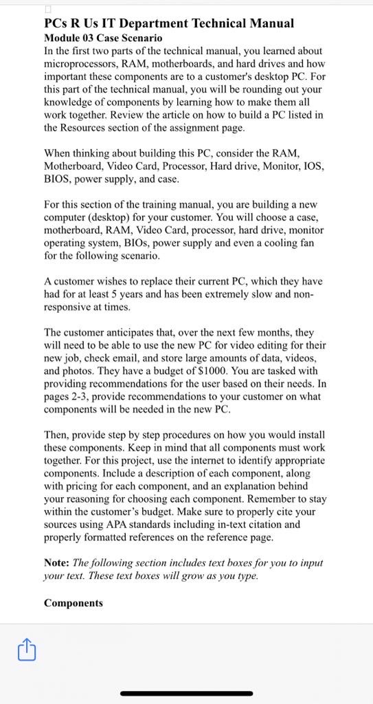 Solved PCs R Us IT Department Technical ManualModule 03 | Chegg.com