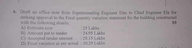 Solved Draft an office note from Superintending Engineer | Chegg.com