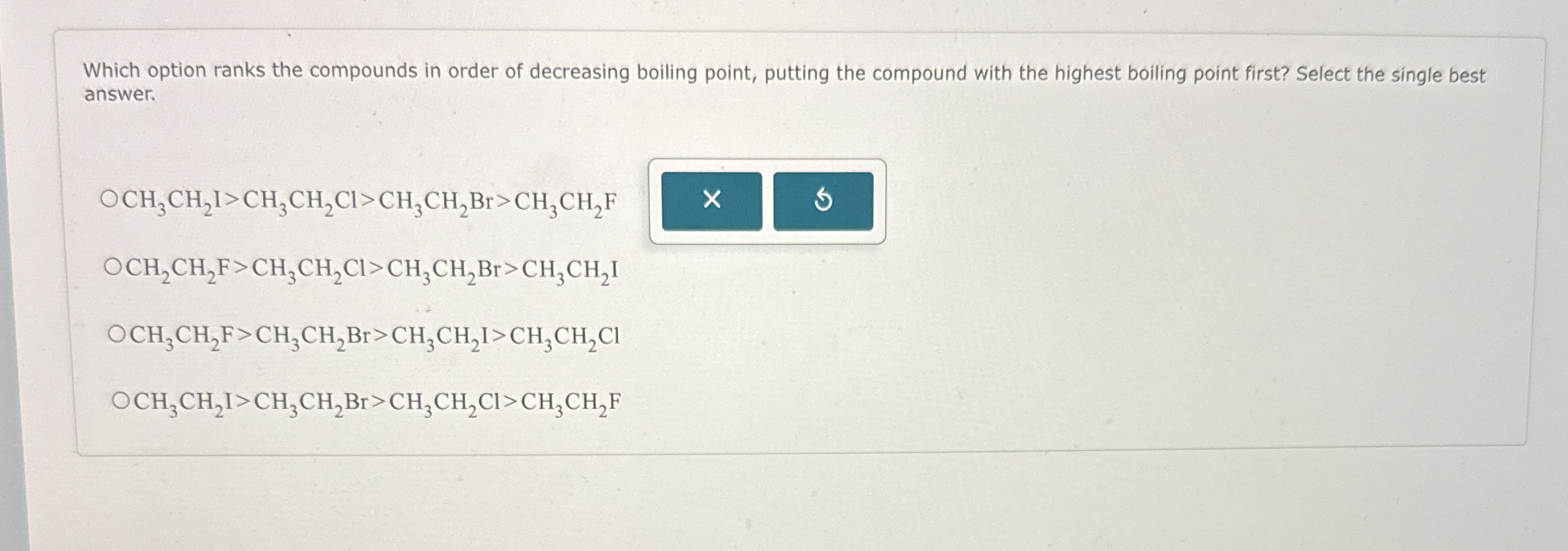 Solved Which option ranks the compounds in order of | Chegg.com