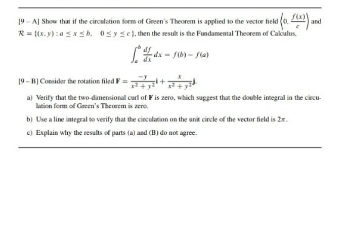 Solved 19 - A) Show that if the circulation form of Green's | Chegg.com