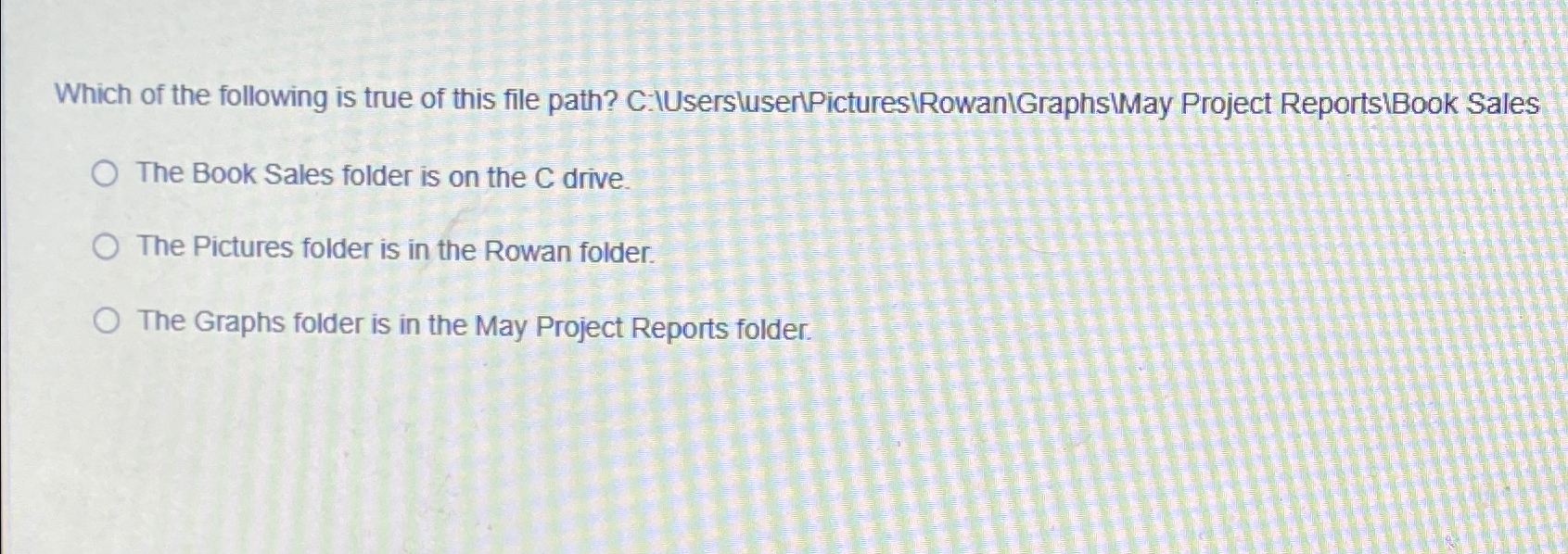 Solved Which of the following is true of this file path? | Chegg.com