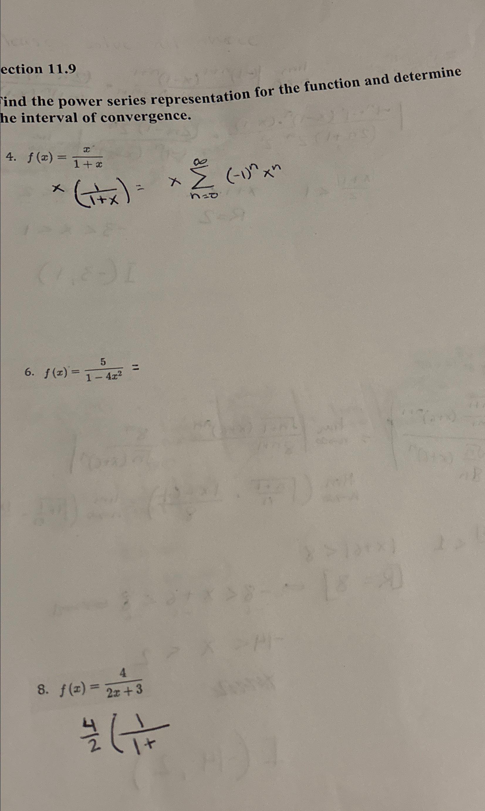 Solved ection 11.9ind the power series representation for | Chegg.com
