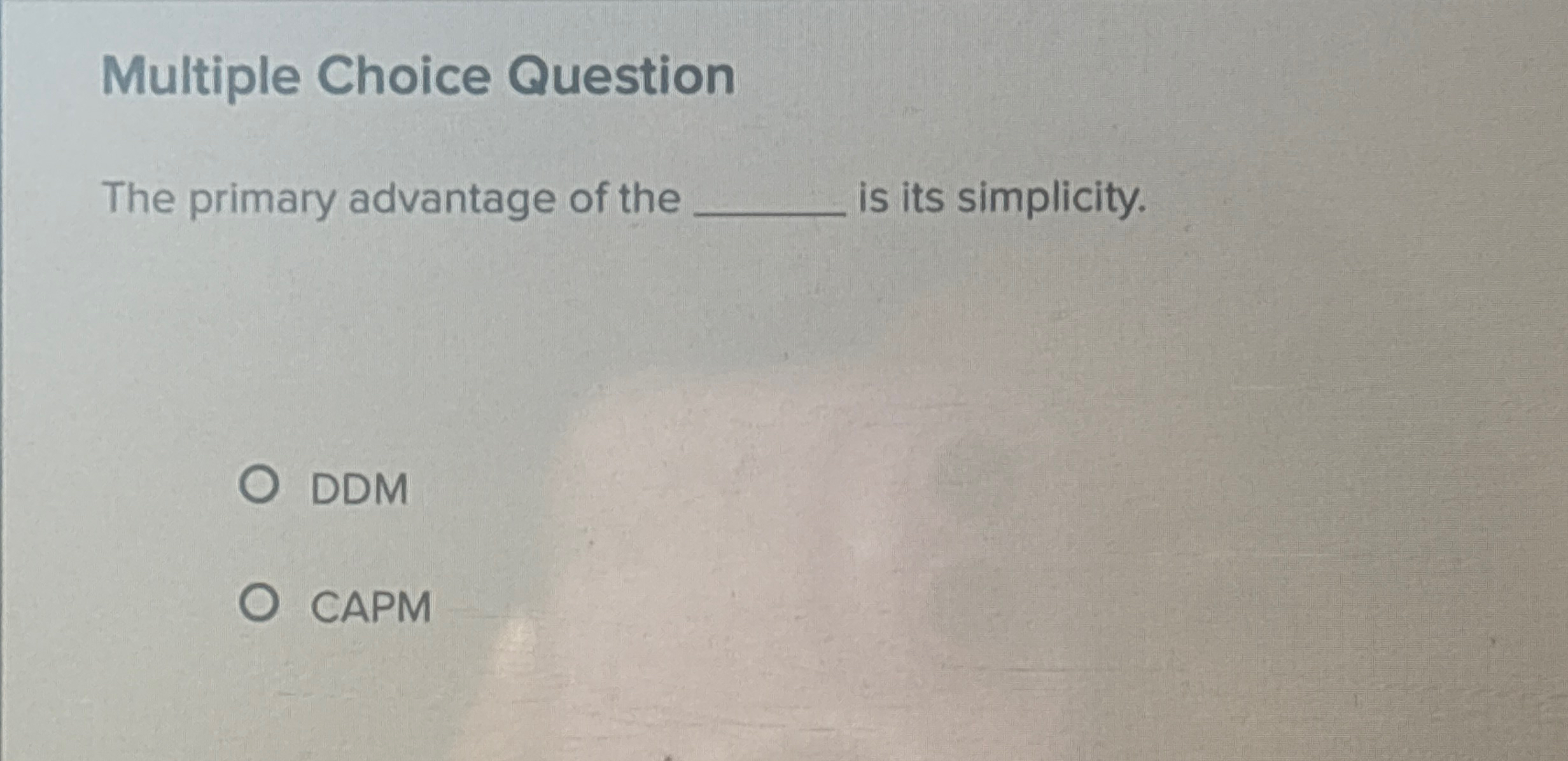 Solved Multiple Choice QuestionThe primary advantage of the | Chegg.com