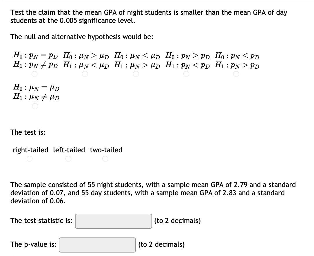 Solved The sample consisted of 55 ﻿night students, with a | Chegg.com