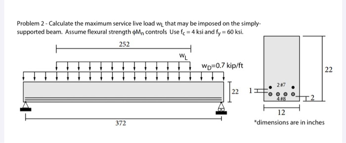 Solved Problem 2. Calculate the maximum service live load WL | Chegg.com