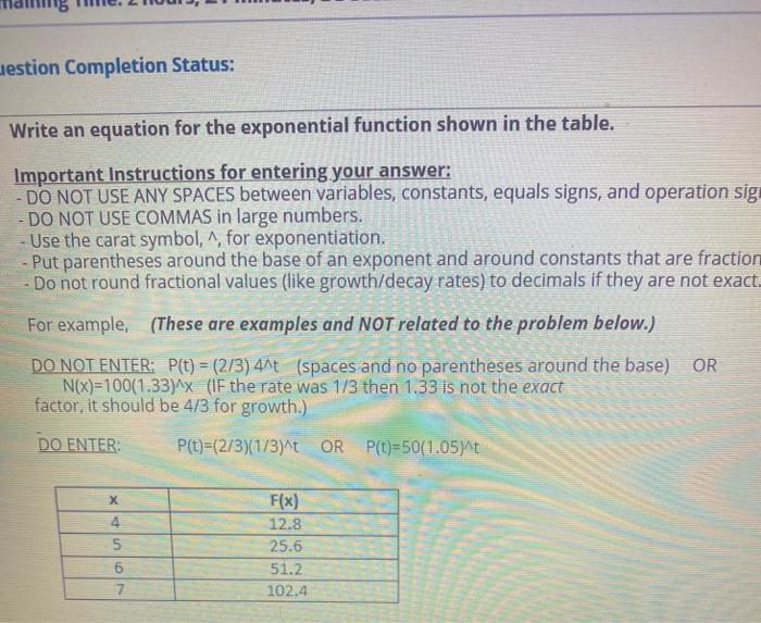 Solved uestion Completion Status: Write an equation for the | Chegg.com