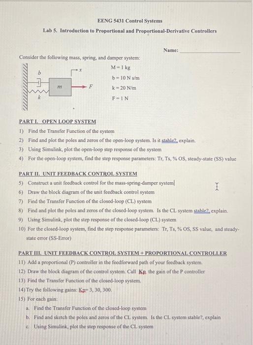 Lab 5. Introduction to Proportional and | Chegg.com